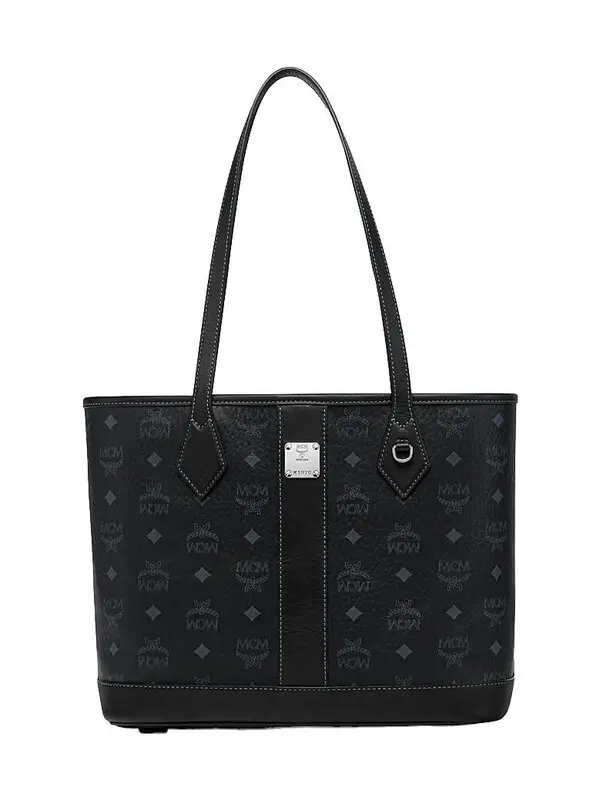 Mcm Liz Small Visetos Leather Tote - Black