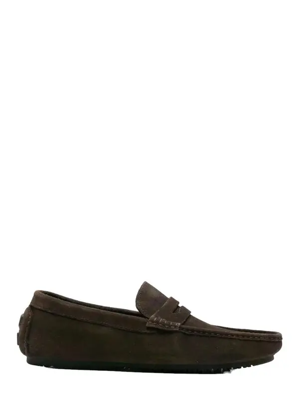 SERGIO MORETTI FIRENZE Suede Penny Loafers - Brown