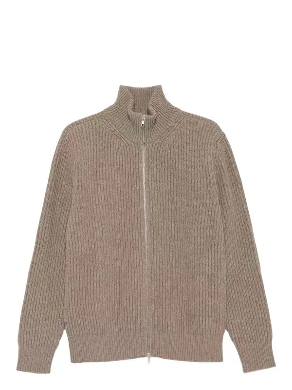 MAISON MARGIELA Ribbed Knit Zip-up Sweater - Grey