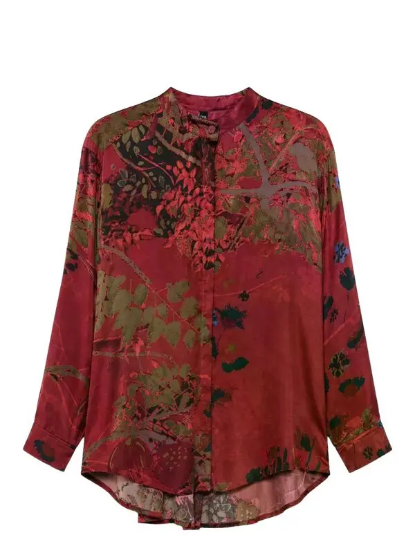 YAVI Floral-print Silk-blend Shirt - Red