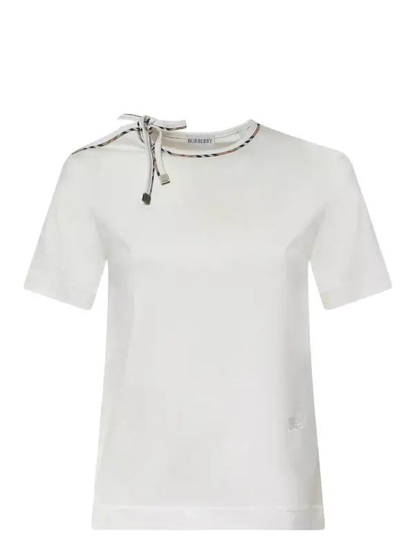 Burberry Check-trim Bow Detail T-shirt - White