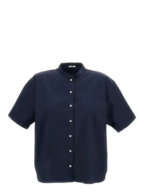 M.S.M. Grandad Collar Shirt - Blue