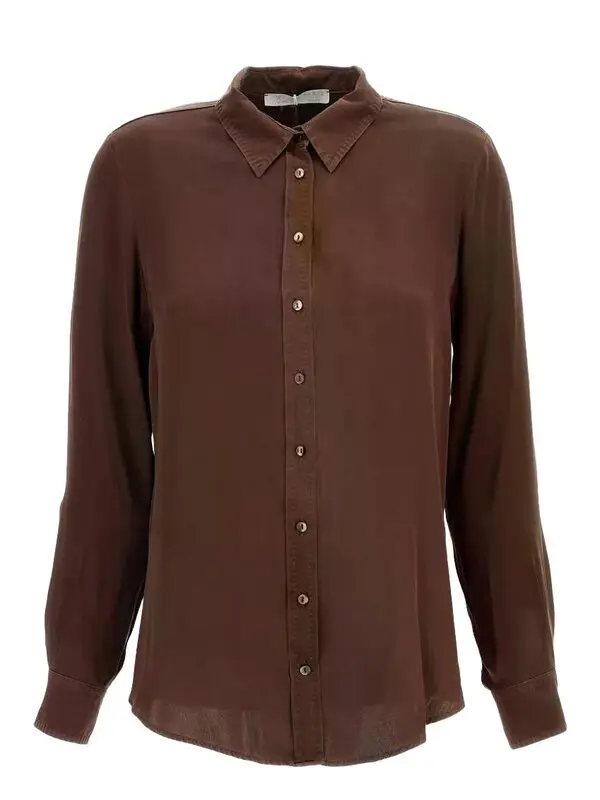 Q-WINS Long-sleeve Button-down Shirt - Brown