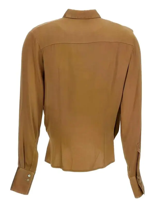 Q-WINS Wrap-style Long-sleeve Shirt - Brown