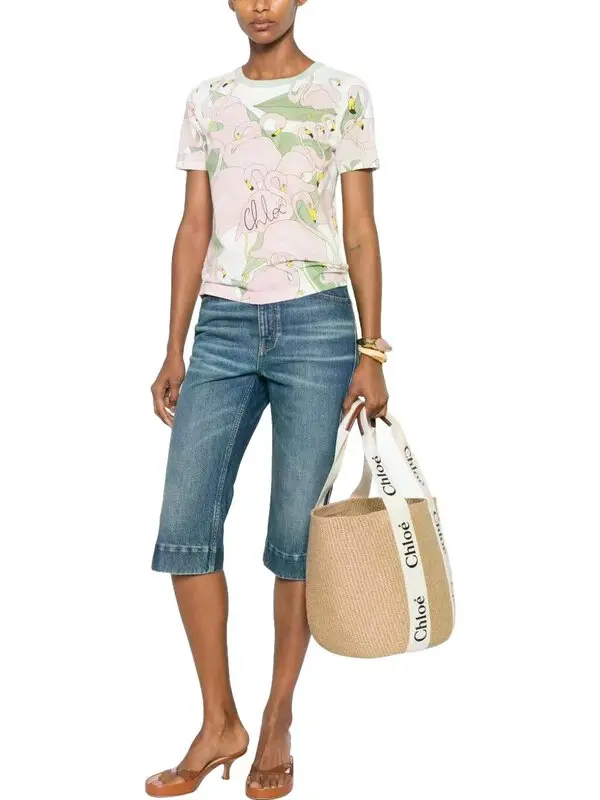 Chloé Flamingo Print T-shirt - Neutrals
