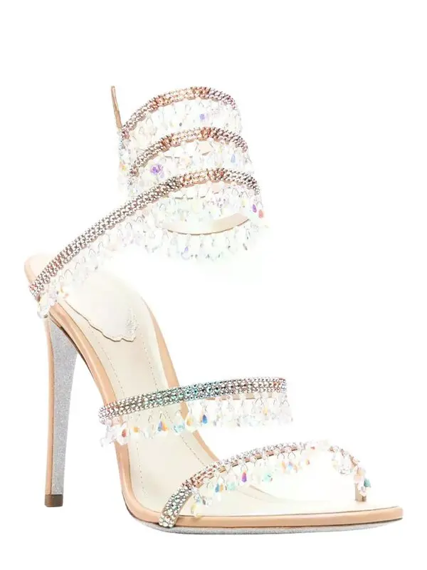 Rene Caovilla Crystal-embellished Stiletto Sandals - Neutrals