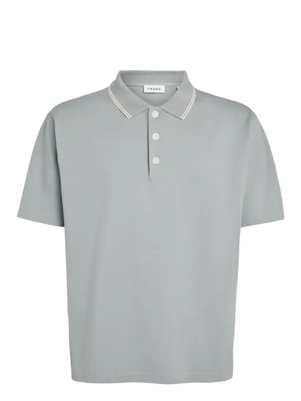 FRAME Cotton Piqué Polo Shirt - Blue