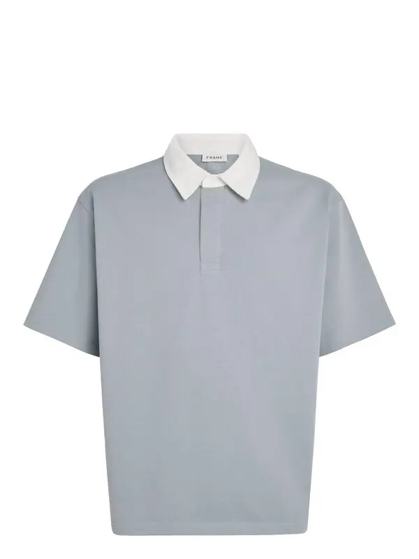 FRAME Contrast-collar Rugby Polo Shirt - Blue