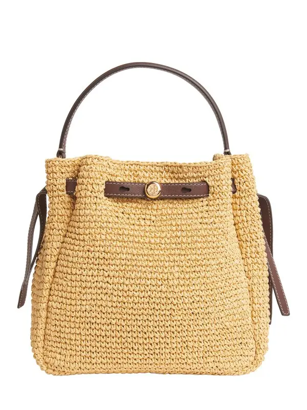 Tory Burch Small Raffia Bucket Bag - Beige