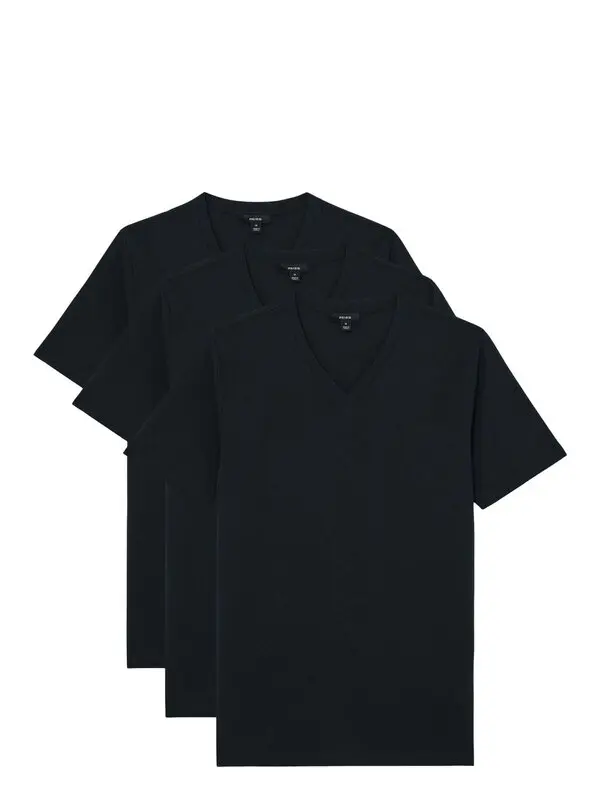 REISS 3 Dayton 3 Pack 3-pack Cotton V-neck Tailored-fit T-shirts - Navy