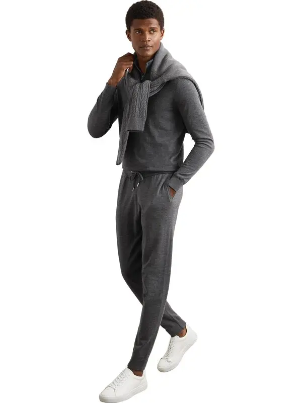 REISS Billings Merino Wool-blend Cuffed Joggers - Derby Grey Melange