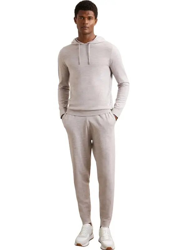 REISS Billings Merino Wool-blend Cuffed Joggers - Wicker Brown Melange
