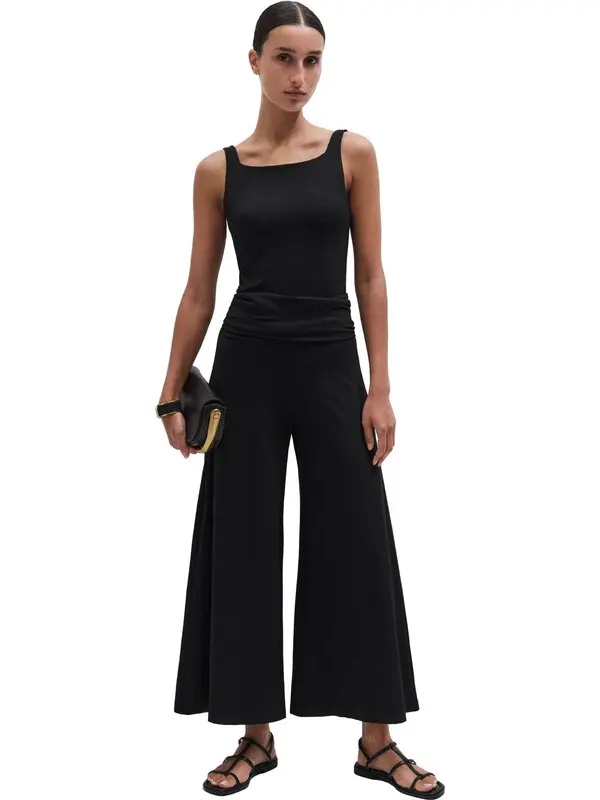 ME+EM Cropped Super Wide Palazzo Pant - Black