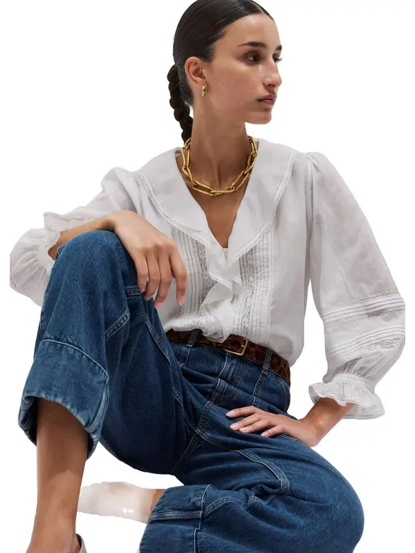 ME+EM Ruffle Blouse - White