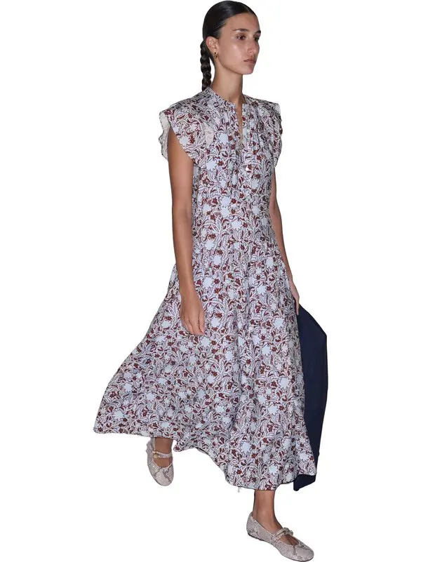 ME+EM Floral Print Midi Dress - Blue Multi