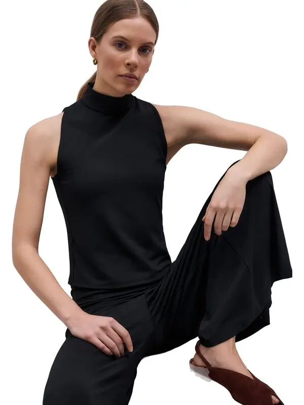 ME+EM High Neck Sleeveless Top - Black