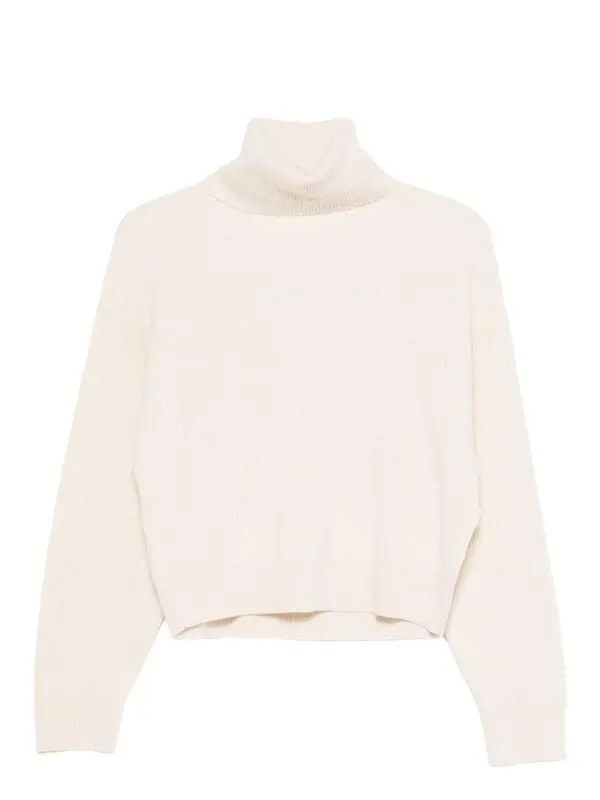Brunello Cucinelli Cashmere And Wool Ribbed Knit Roll Neck Sweater - White