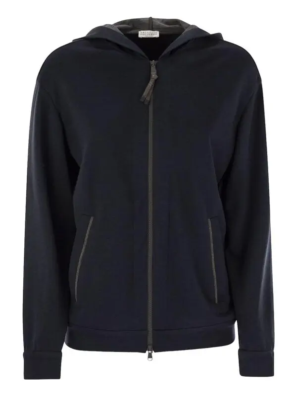 Brunello Cucinelli Cotton And Silk Hooded Zip-up Cardigan - Blue