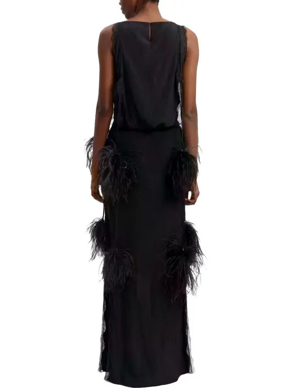 16Arlington Gabby Feather-embellished Gown - Black