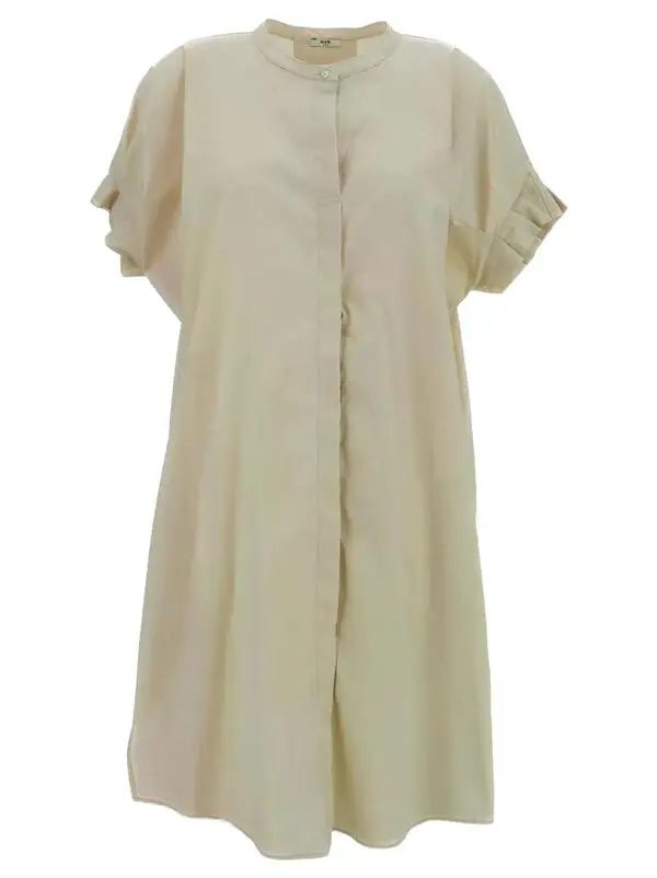 M.S.M. Pleated Sleeve Midi Dress - Neutrals