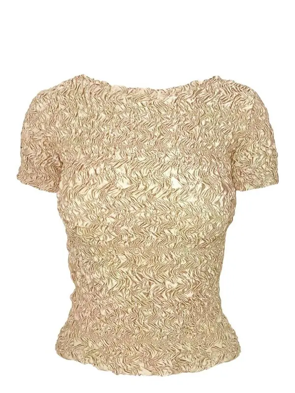 CONTESSA MILLS Blair Smocked Short-sleeve T-shirt - Neutrals
