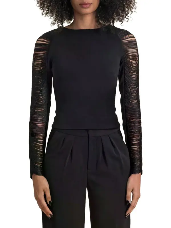 CONTESSA MILLS Medusa Fringe Detail Top - Black