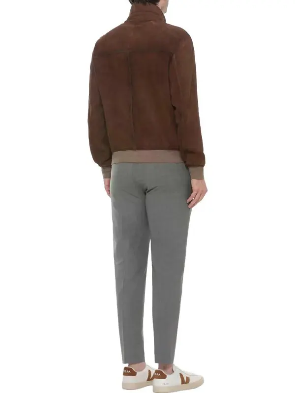 THE JACK LEATHERS Perforated Suede Jacket - Brown