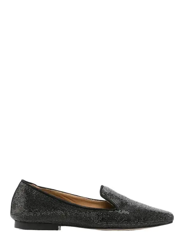 ANNA F. Crystal-embellished Loafers - Black
