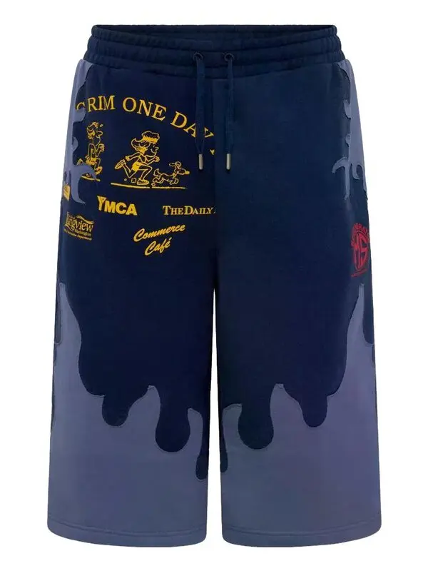 MARINE SERRE Patchwork Jersey Shorts - Blue