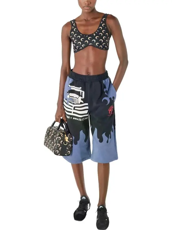 MARINE SERRE Patchwork Jersey Shorts - Blue