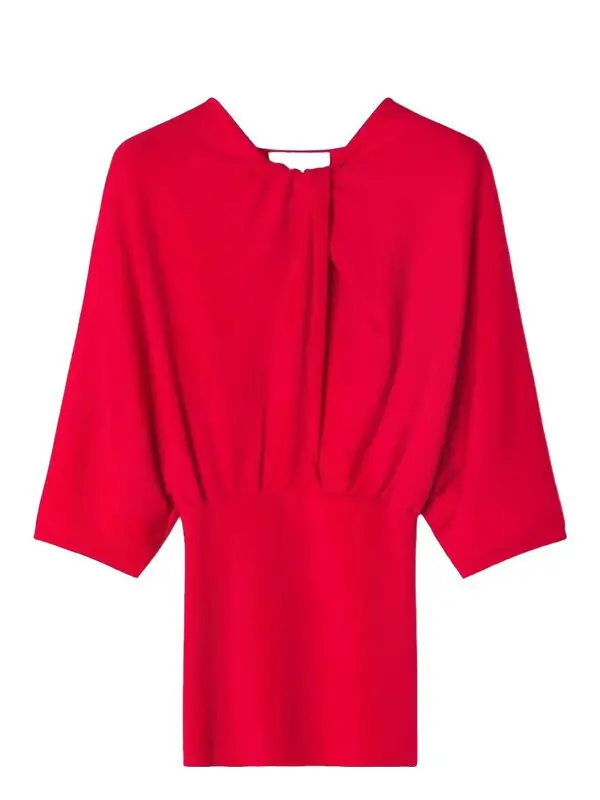 LANVIN Draped Three-quarter Sleeve Sweater - Red