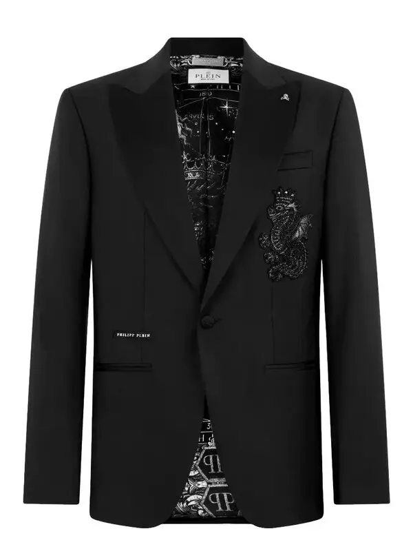 Philipp Plein Blazer Dragon Patch - Black