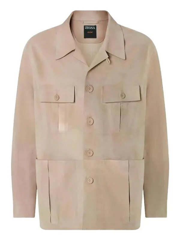 Zegna Pocket-details Leather Sahariana Jacket - Neutrals