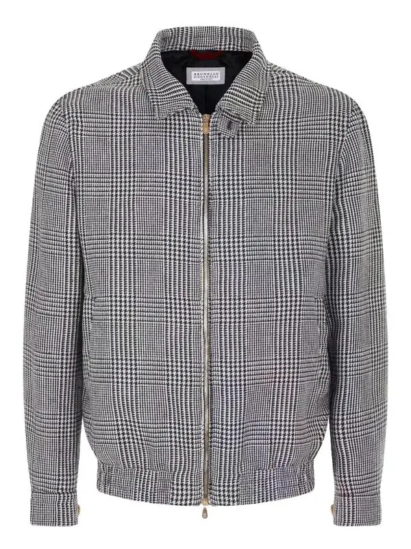 Brunello Cucinelli Prince Of Wales Houndstooth Shirt Jacket - Blue