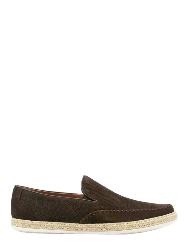 SERGIO MORETTI FIRENZE Perforated Suede Loafers - Brown