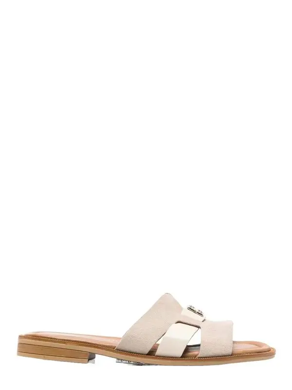 SERGIO MORETTI FIRENZE Logo Plaque Cut-out Slippers - Neutrals
