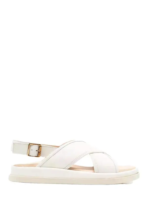 SERGIO MORETTI FIRENZE Crossover Strap Slingback Sandals - Neutrals