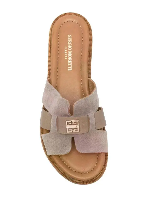 SERGIO MORETTI FIRENZE Cut-out Logo-plaque Sandals - Neutrals