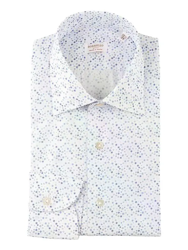 BORRIELLO NAPOLI Floral-print Spread-collar Shirt - White