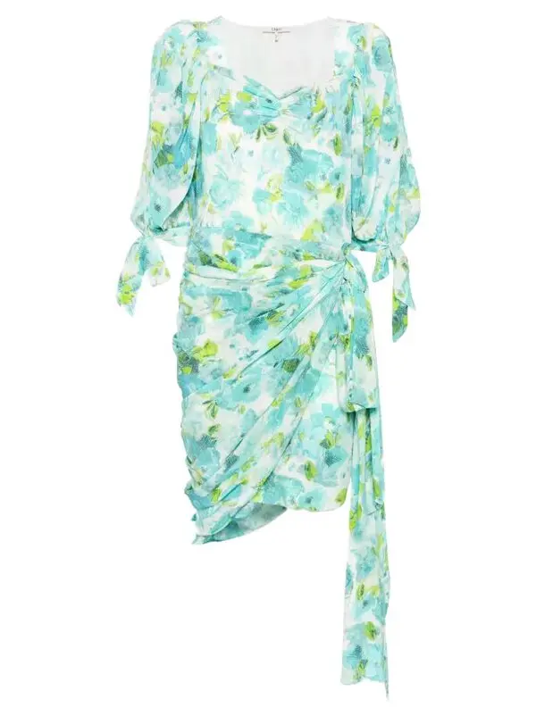 Chloé Asymmetric Floral Print Midi Dress - Blue