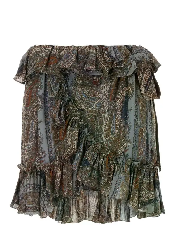 Saint Laurent Printed Mini Skirt - Brown
