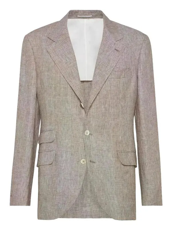 Brunello Cucinelli Check-pattern Blazer - Brown