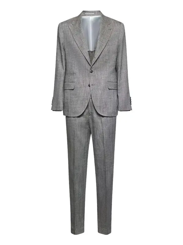 Brunello Cucinelli Peaked-lapel Single-breasted Suit - Grey