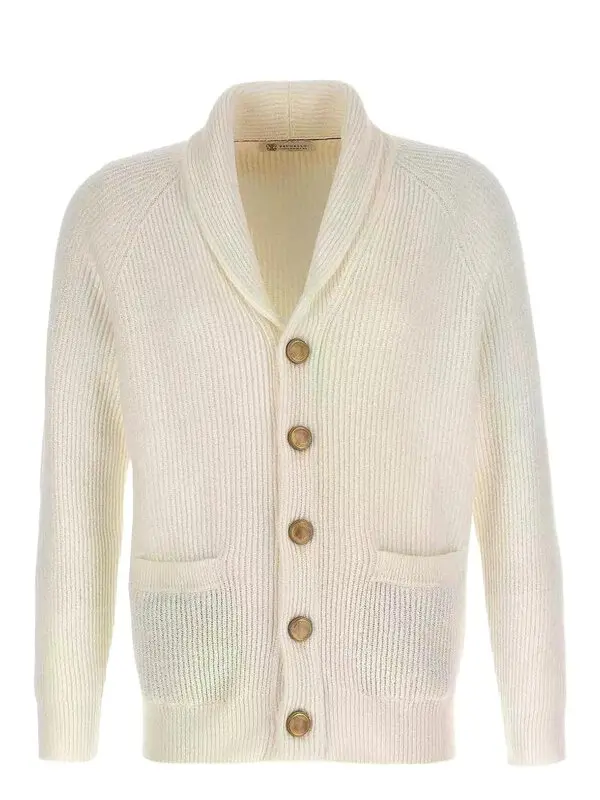 Brunello Cucinelli Ribbed Shawl Collar Cardigan - Neutrals