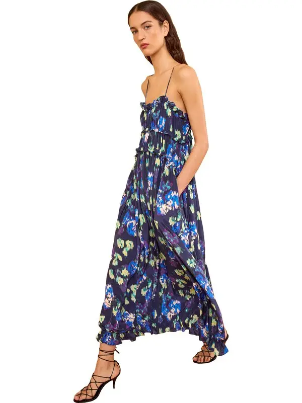 Ulla Johnson Clove Cami Silk Midi Dress In Floral Print - Evening Bloom