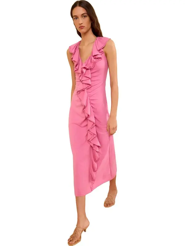 Ulla Johnson Chiara Ruffled Cotton Midi Dress - Petunia
