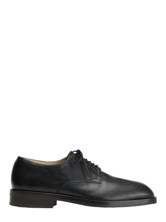 LEMAIRE Shiny Buffalo Leather Lace-up Shoes - Black