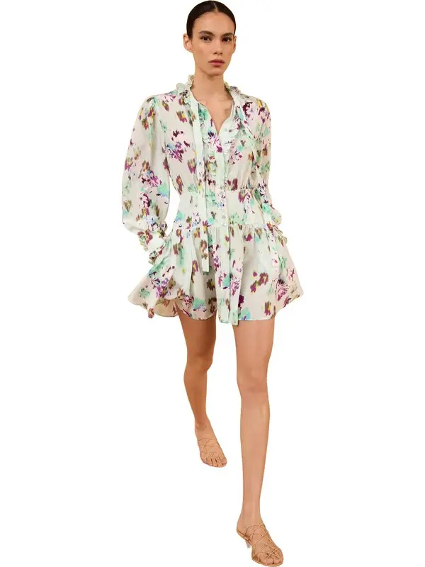 Ulla Johnson Viola Silk Mini Dress In Floral Print - Oasis
