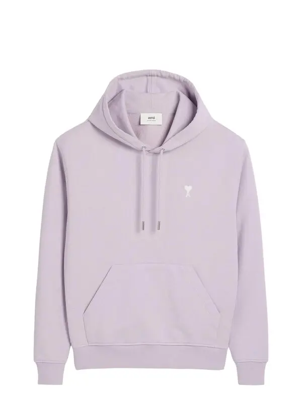 AMI Paris De Coeur Logo Embroidered Hoodie - White