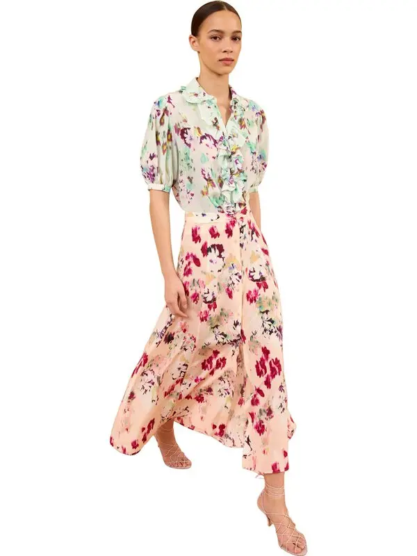 Ulla Johnson Rowan Silk Midi Skirt - Summer Garden